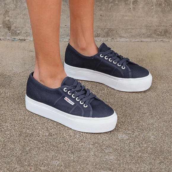 Superga | Shoes | Sperga Navy Blue Platform Sneakers Brand New | Poshmark
